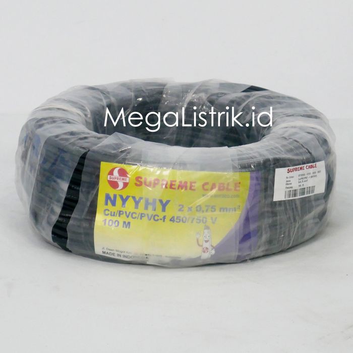 Jual SUPREME NYYHY 2X0.75 MM METERAN / KABEL LISTRIK HITAM SERABUT TEMBAGA NYY HY 2 X 0.75 MM ...