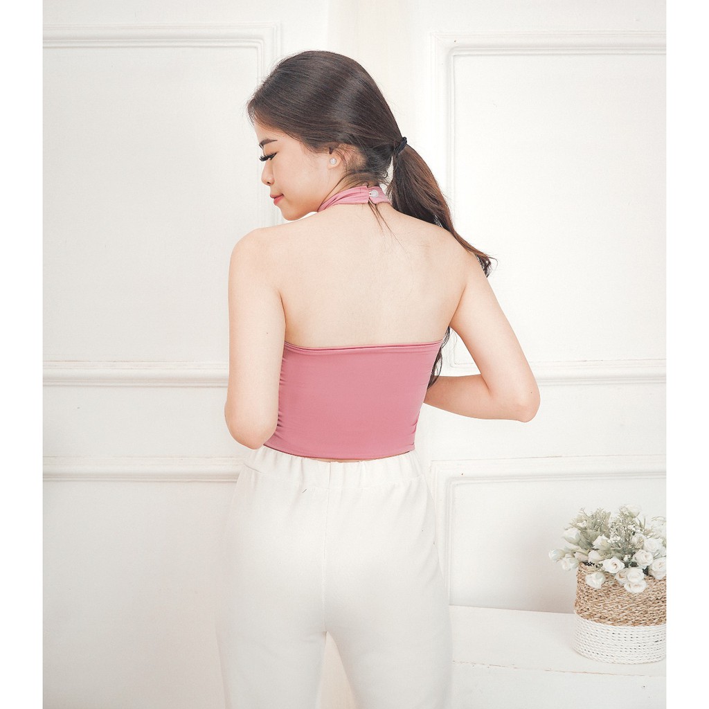 Jual Modavie Ava Halter Top Tanktop Korea Turtle Neck Korean Tank Top