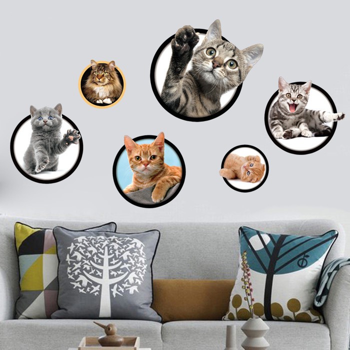 Jual Stiker Dinding / Kaca / Wall Sticker (6 Kucing Lucu Dalam ...