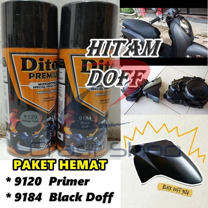 Jual Paket Hemat Cat Pilox Diton Premium 9184 Black Doff Dop Hitam Flat ...