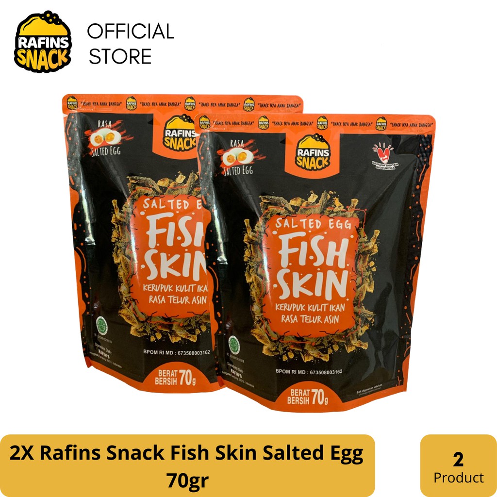 Jual Rafins Snack Keripik Kulit Ikan Patin FISH SKIN SALTED EGG 70gr 2 ...