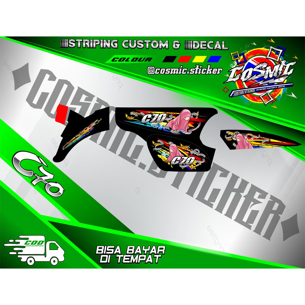 Jual STIKER MOTOR STRIPING DECAL STICKER VARIASI C70 HIJAB 15 | Shopee ...