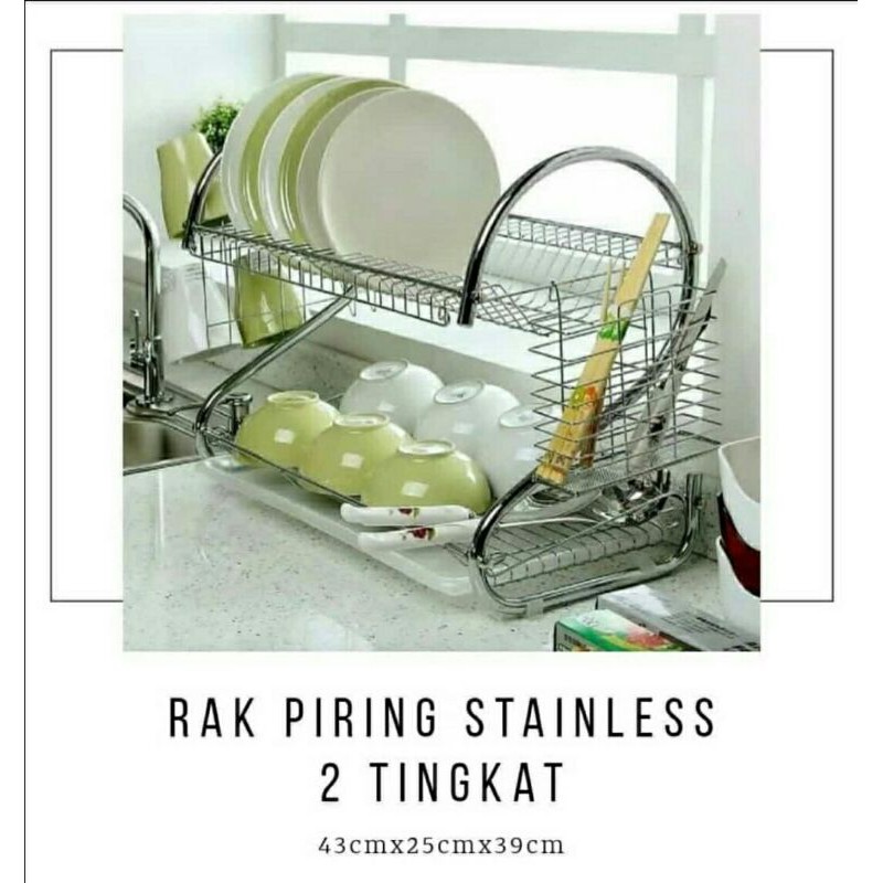 Jual rak piring stainless 2 tingkat | Shopee Indonesia