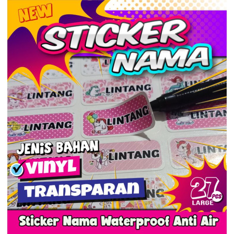 Jual custom sticker nama tema anak anak sticker nama waterproof anti ...