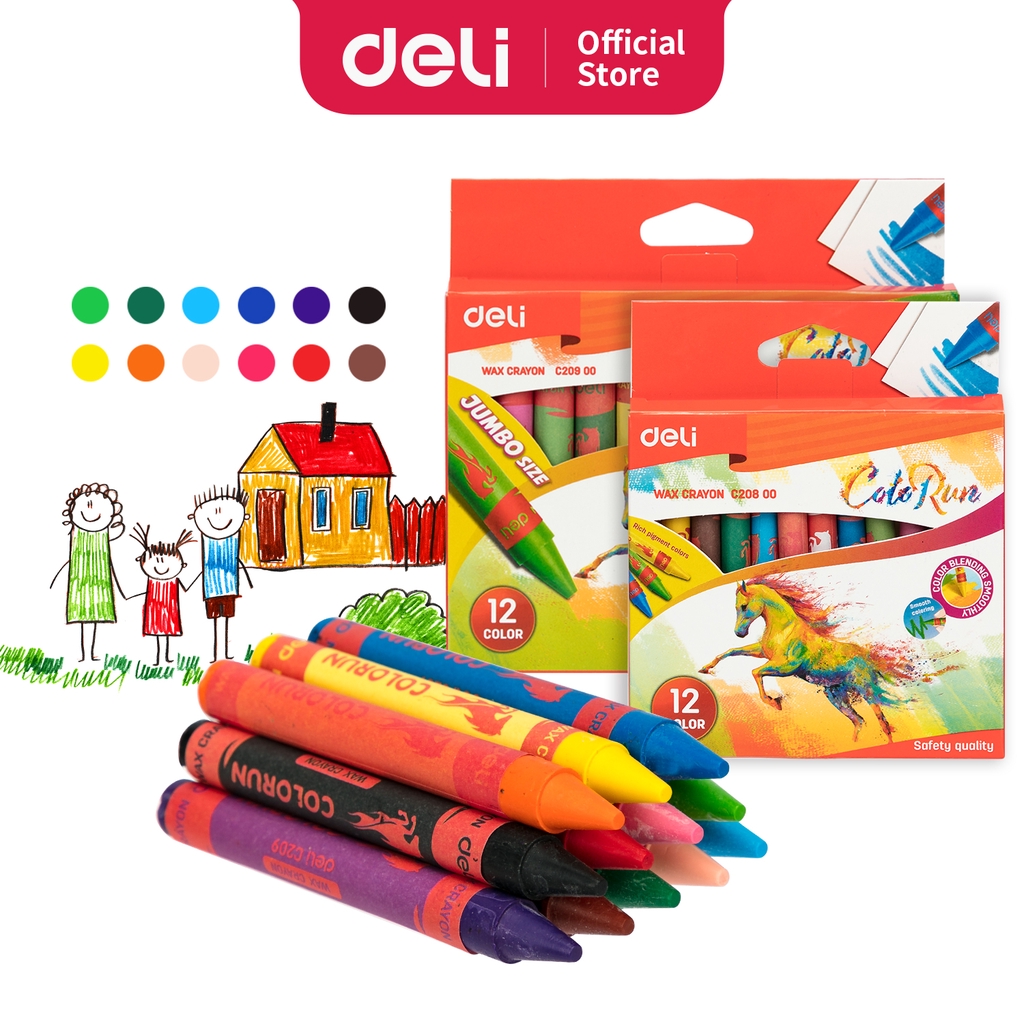 Jual Deli Crayon Krayon Lilin 12 Warna Reguler Jumbo Label Melingkar ...