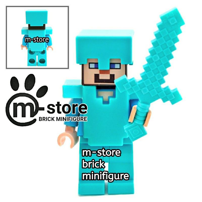 Jual brick steve in diamond armor mini craft mini toy figure | Shopee ...