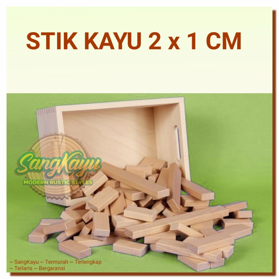 Jual SangKayu Craft Wooden Sticks Stik Kayu 2x1 cm Kayu Bahan Craft ...
