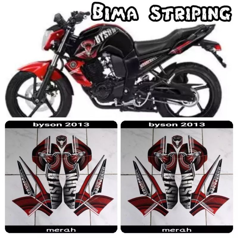 Jual Stiker Striping Lis Les Body Motor Byson 2013 warna Merah | Shopee ...
