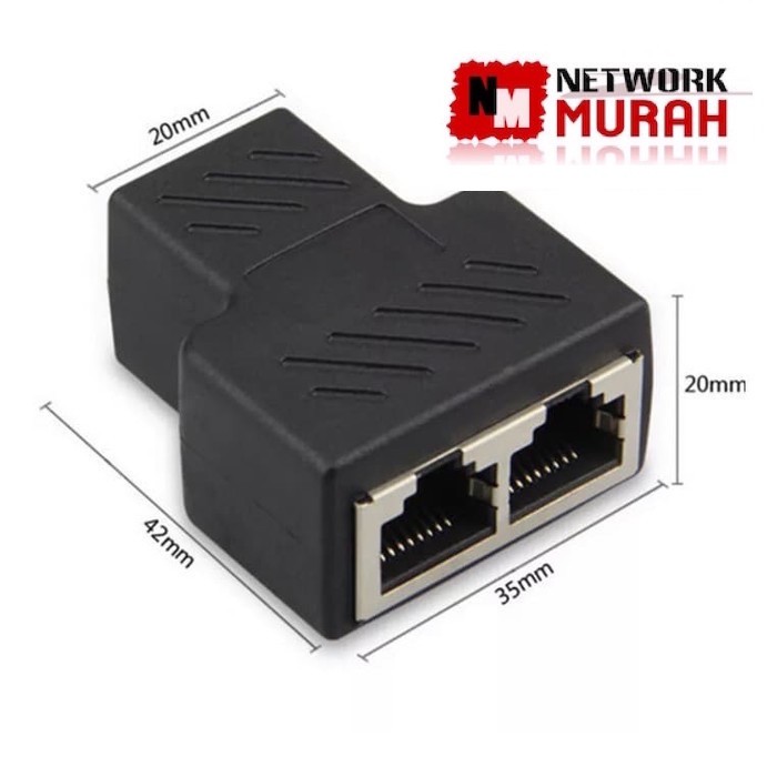 Jual Rj45 1 to 2 Ways LAN Ethernet Network Cable Female Splitter ...