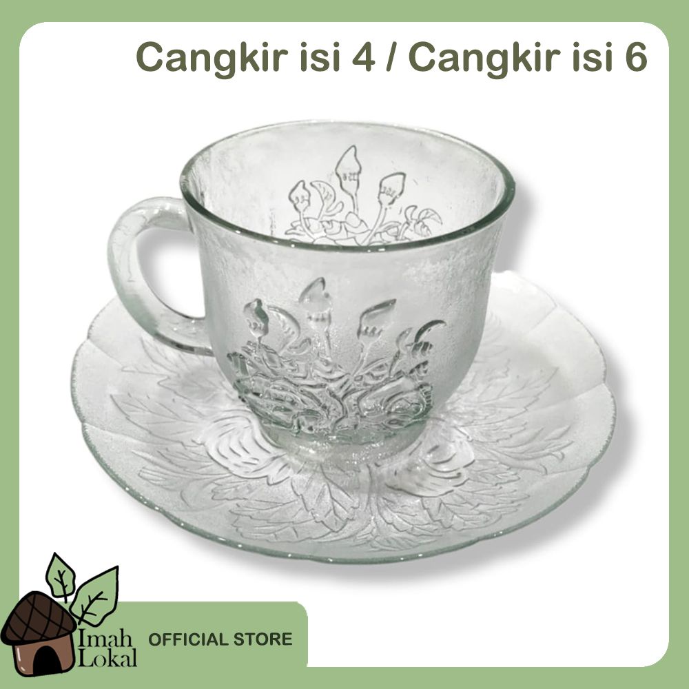 Jual Cangkir isi 4, 6 + tatakan / gelas beling / gelas kaca / Cangkir ...
