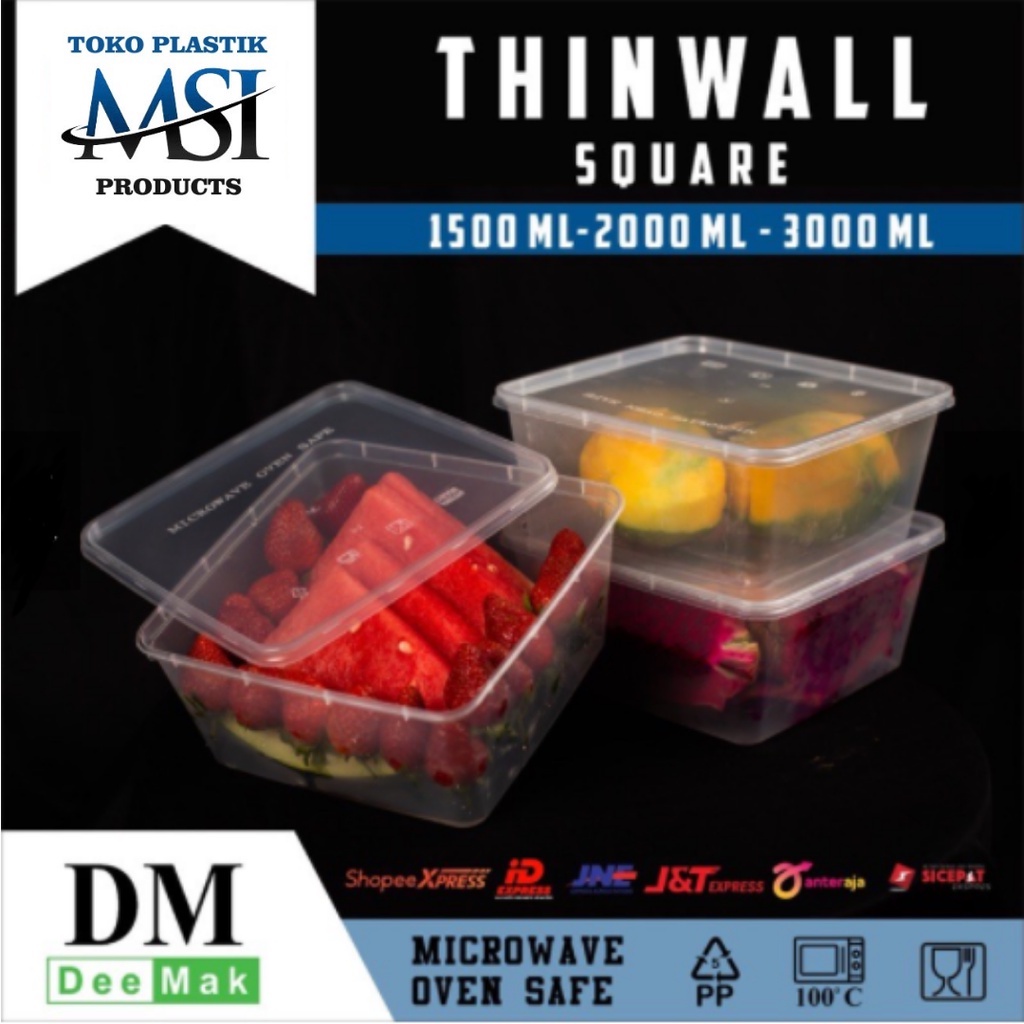 Jual Thinwall DM 1500ml-2000ml-3000ml SQ/Thinwall Square/ Food ... Jual Thinwall DM 1500ml-2000ml-3000ml SQ/Thinwall Square/ Food ...