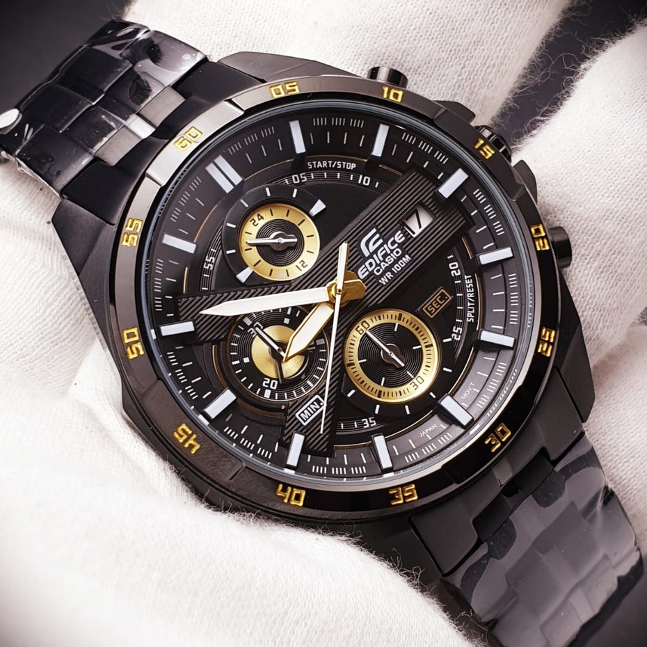 Jual Jam Tangan Pria Casio EDIFICE EFR-556 Chronograph Gold Dial Black ...