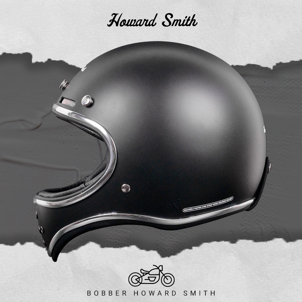 Jual Howard Smith Bobber Retro Helm Full Face - Black Doff | Shopee ...