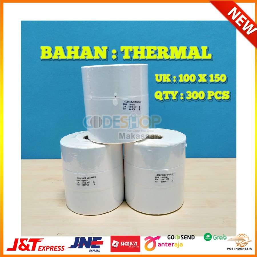 Jual Kertas Stiker Bahan Thermal 100mm x 150mm Murah dan Berkualitas isi 250pcs | Shopee Indonesia
