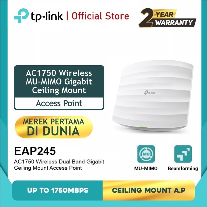 Jual TPLink EAP245 AC1750 Wireless Dual Band Gigabit Ceiling Mount ...