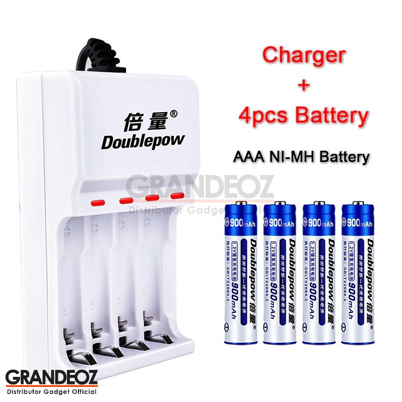 Jual DOUBLEPOW Charger Baterai 4 Slots + AA 1250mAh / 1200mAh Batrey ...