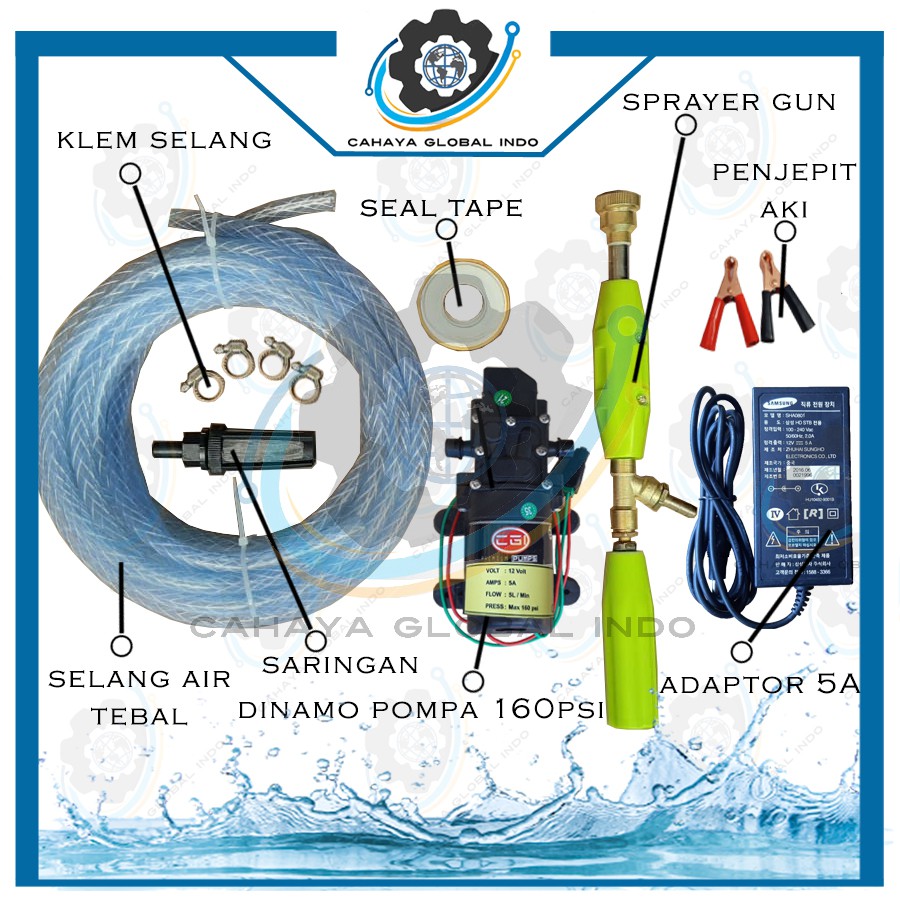 Jual Alat Steam Pompa DC 160psi set mesin cuci AC motor mobil steam ...