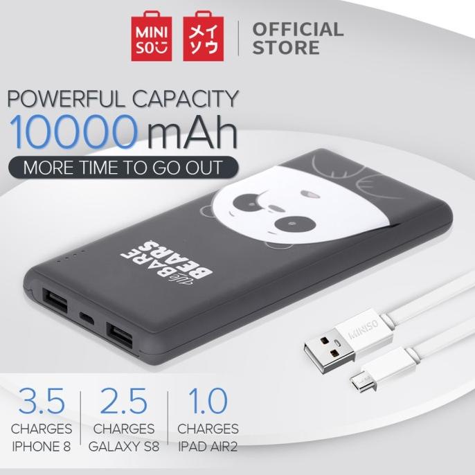 Jual Miniso Official Powerbank 10000Mah We Bare Bear 2A Power Bank 2 ...