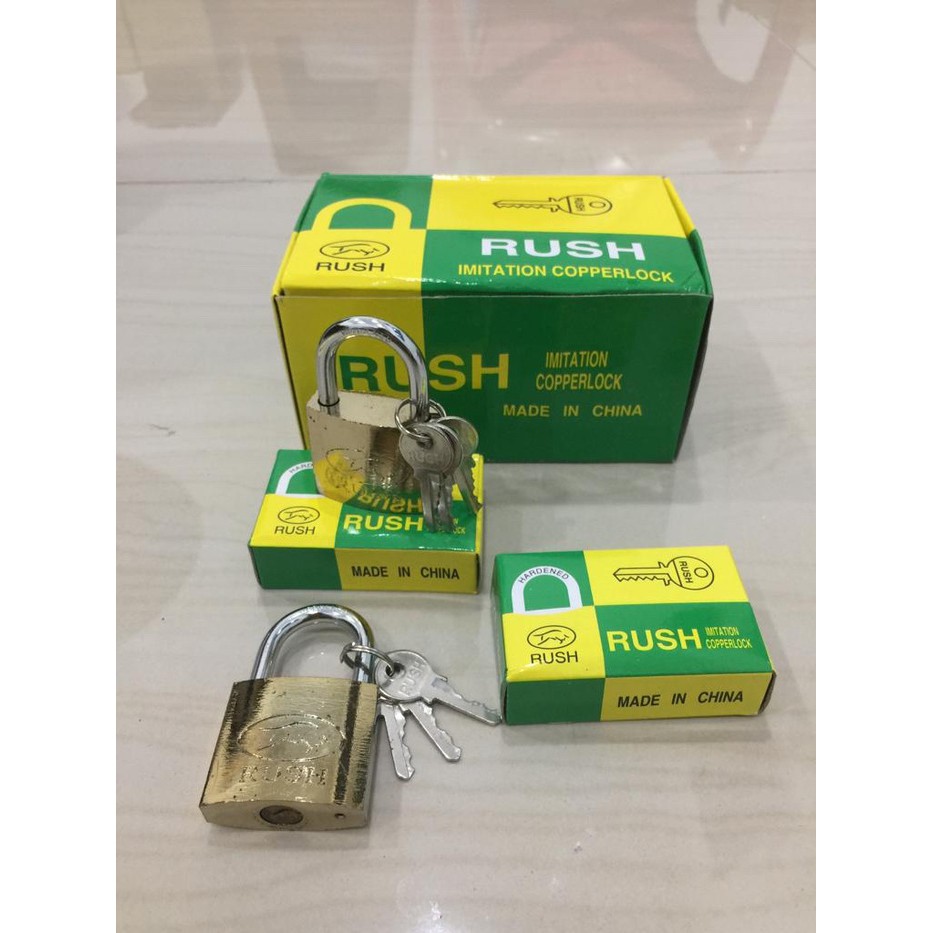 Jual Gembok kuning 38mm RUSH padlock gembok mas kilat tebal EJF1282 ...