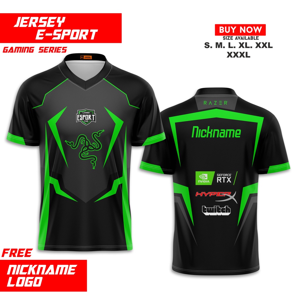 Jual JERSEY E-SPORT RAZER FREE NICKNAME DAN LOGO STYLE GAMING | Shopee ...