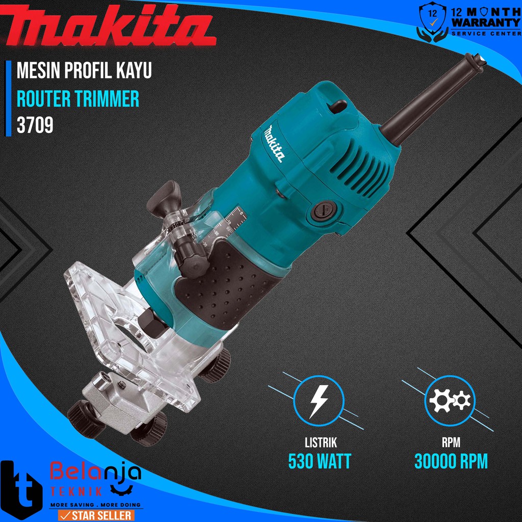 Jual Makita Mesin Profil Kayu 3709 Mesin Router Trimmer 530 Watt ...