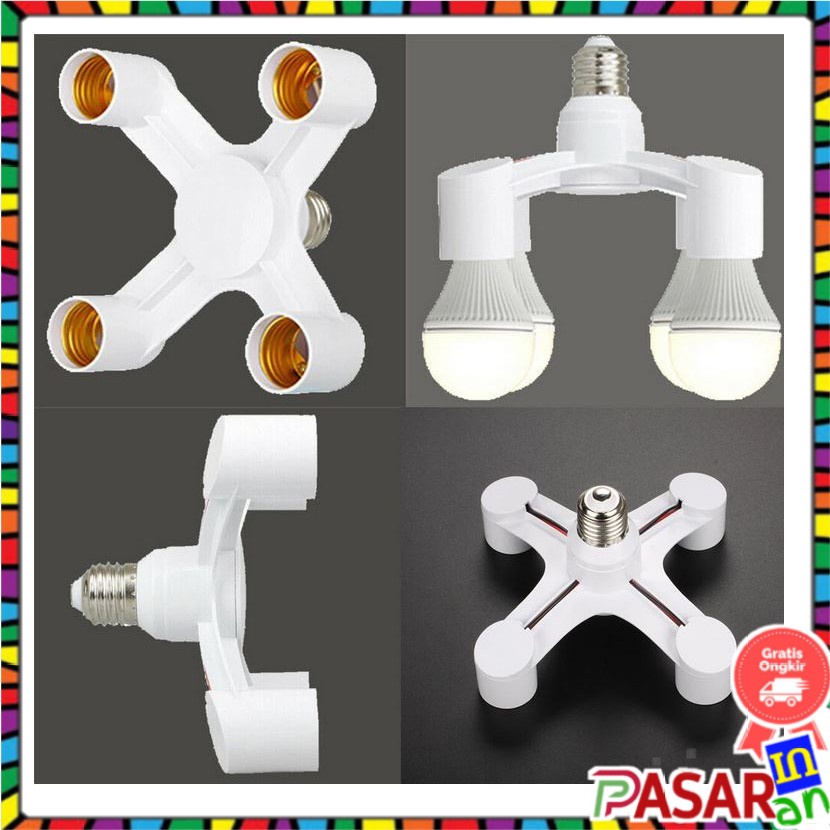 Jual ⭐Fitting E27 Cabang 3/4/5/6 Socket Adapter Lampu Bohlam Studio ...