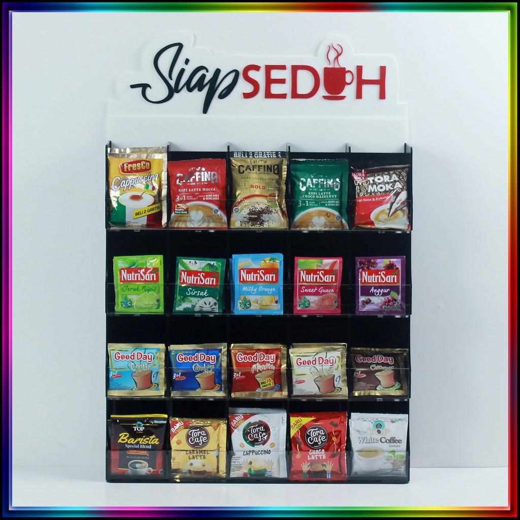 Jual Rak Akrilik Kopi Display Siap Seduh Hanging Series Isi 20 Kotak ...