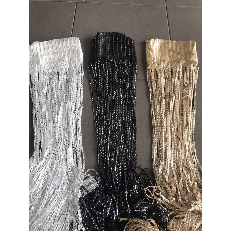 Jual tirai benang putih / tirai benang gold / tiri benang hitam / tirai ...