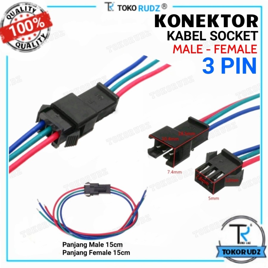 Jual Konektor Kabel Soket DC LED SM Terminal Sambungan Kabel Socket 2 3 ...