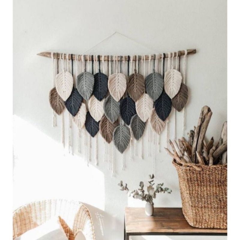 Jual (Ready Stok )Hiasan dinding Macrame jumbo isi 21 daun estetik ...