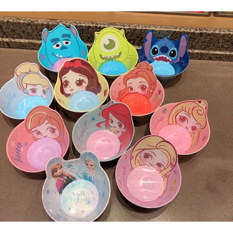 Jual Mangkok Melamin Disney Stitch Princess Ariel Cinderella Anna Belle ...