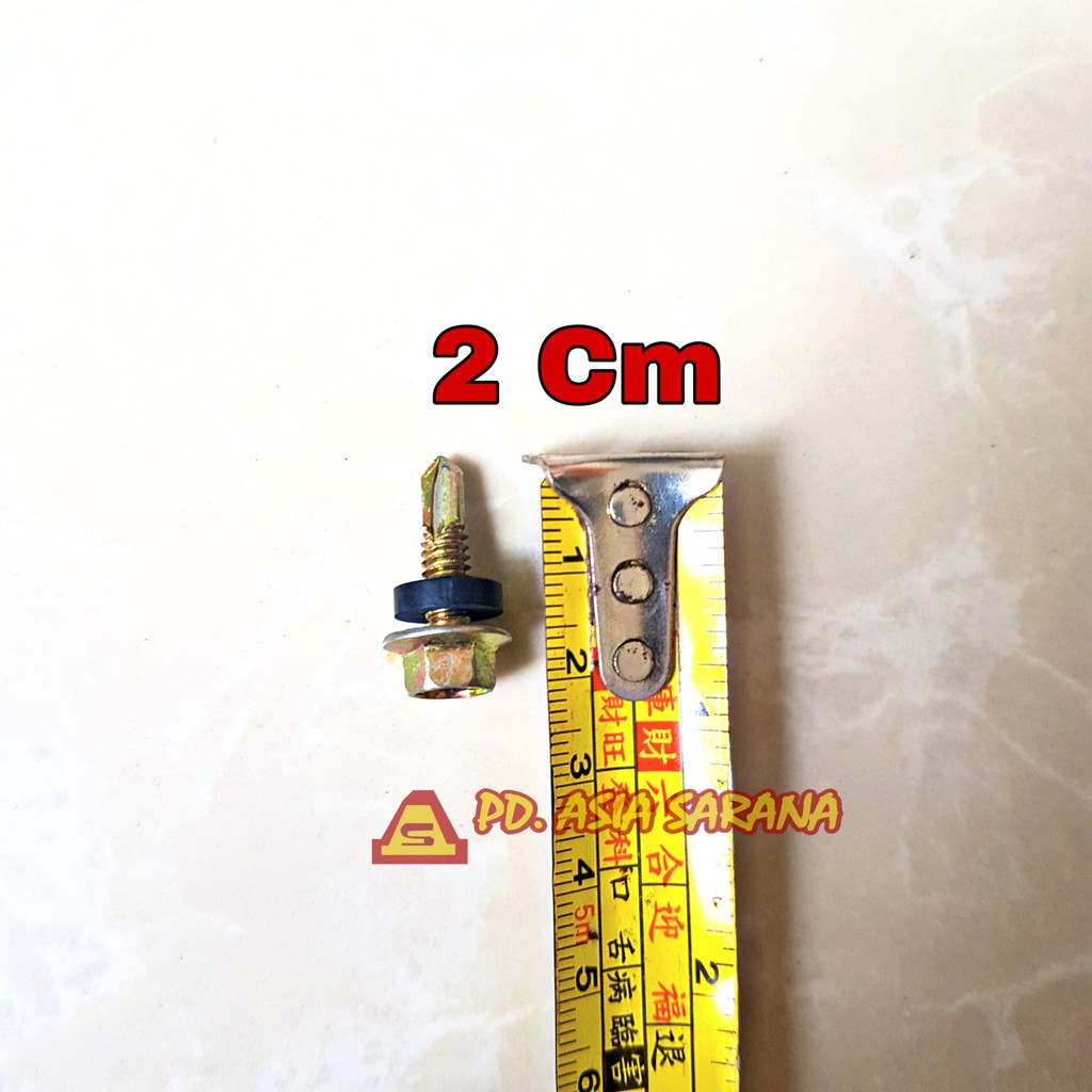 Jual Paku Roofing Kuning 2 Cm / Skrup Holo Besi Baja 20mm / Sekrup ...