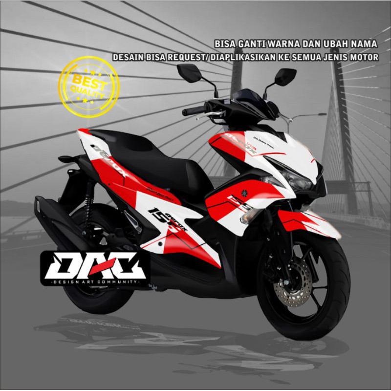 Jual Sticker Decal Full body grafis simple aerox merah putih | Shopee ...