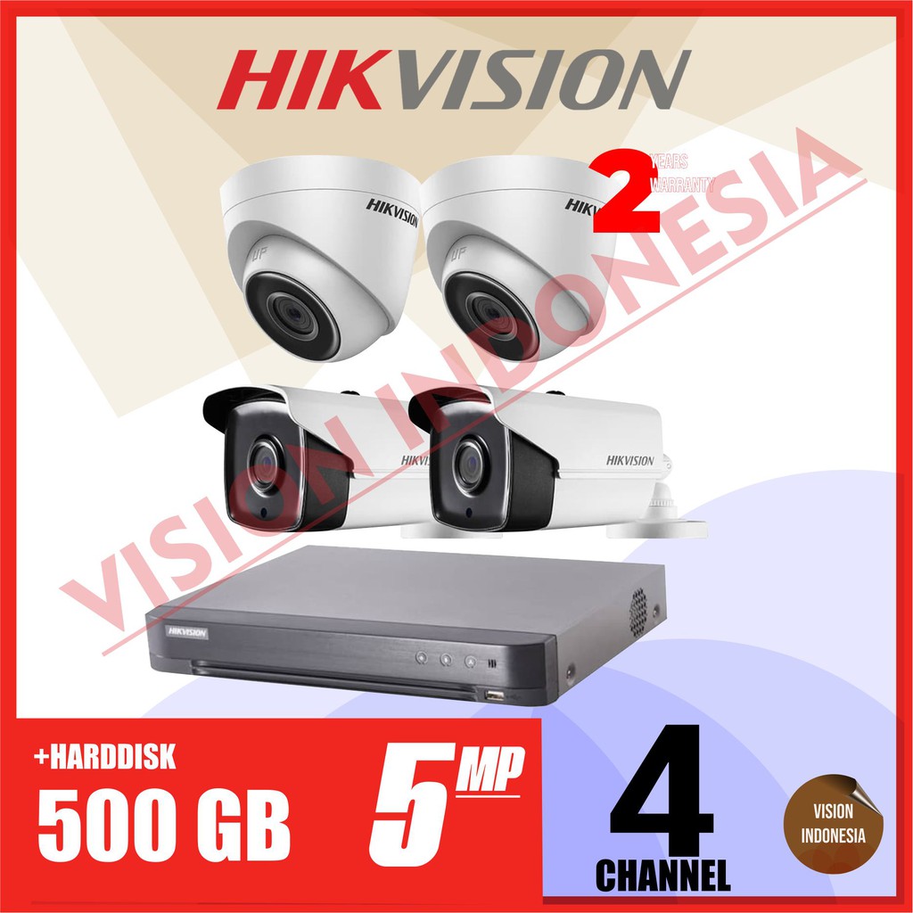 Jual PAKET CCTV HIKVISION ULTRA HD 4 CAMERA - 5.0MP LENGKAP SIAP PASANG ...