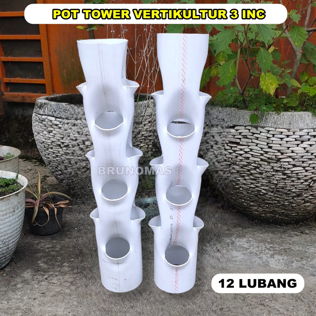 Jual Pot Tower Vertikal Tinggi 50 cm Tanaman Hidroponik Vertikultur 12 ...