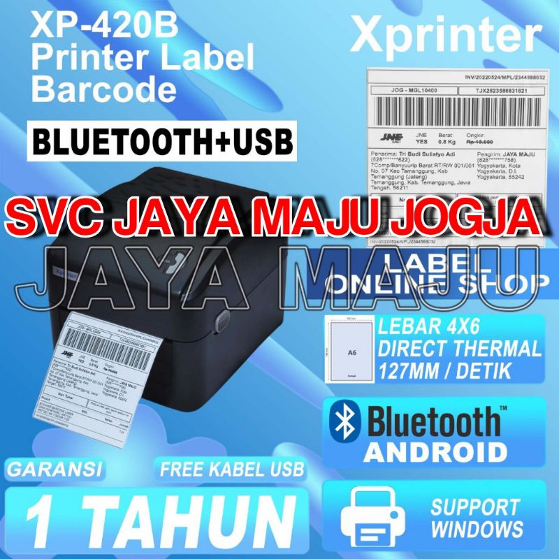 Jual XPRINTER XP 420 B + HOLDER LABEL - HITAM - BLUETOOTH USB - 203 DPI - SPEED 152 MM/S ...