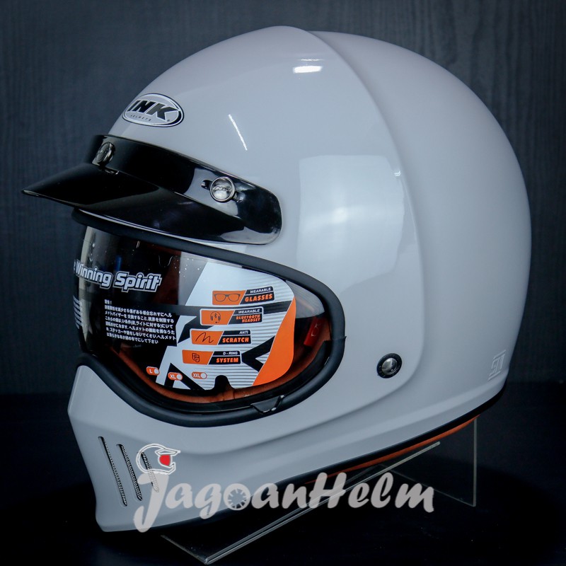 Jual INK HELM TROOPER SOLID | ASPHALT GREY | RETRO CLASSIC DDRING ...