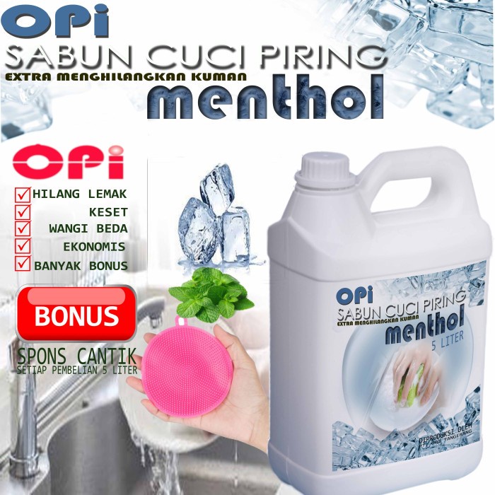Jual Sabun Cuci Piring 5 Liter menthol dan 8 varian wangi lain bonus spons New Formula Ishma ...