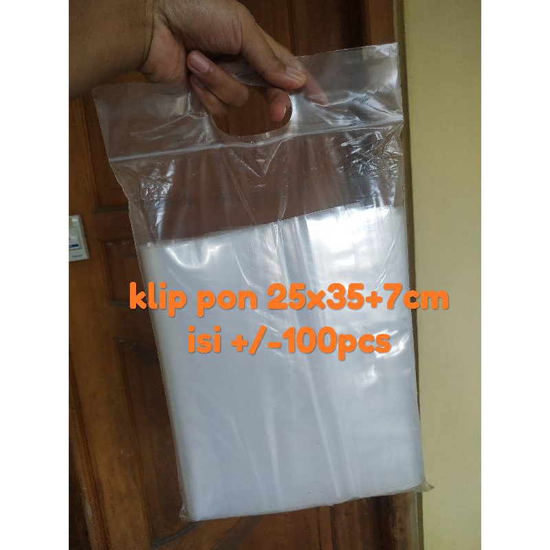 Jual Plastik klip Besar Panjang Baju Tebal Ziplock pon transparan 25x35 ...