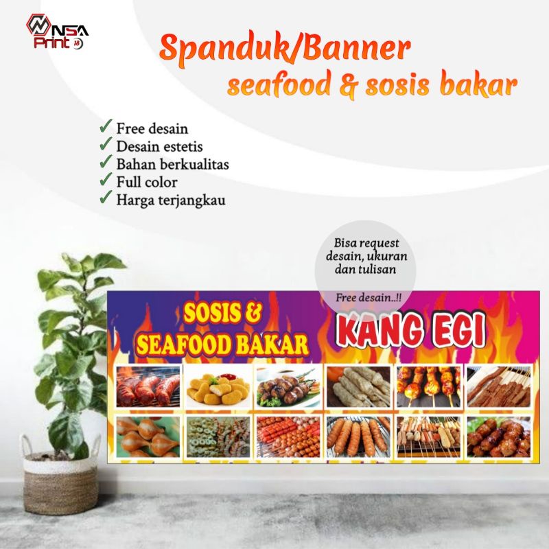 Jual Cetak banner/Spanduk, spanduk sosis & seafood bakar Bisa request ...