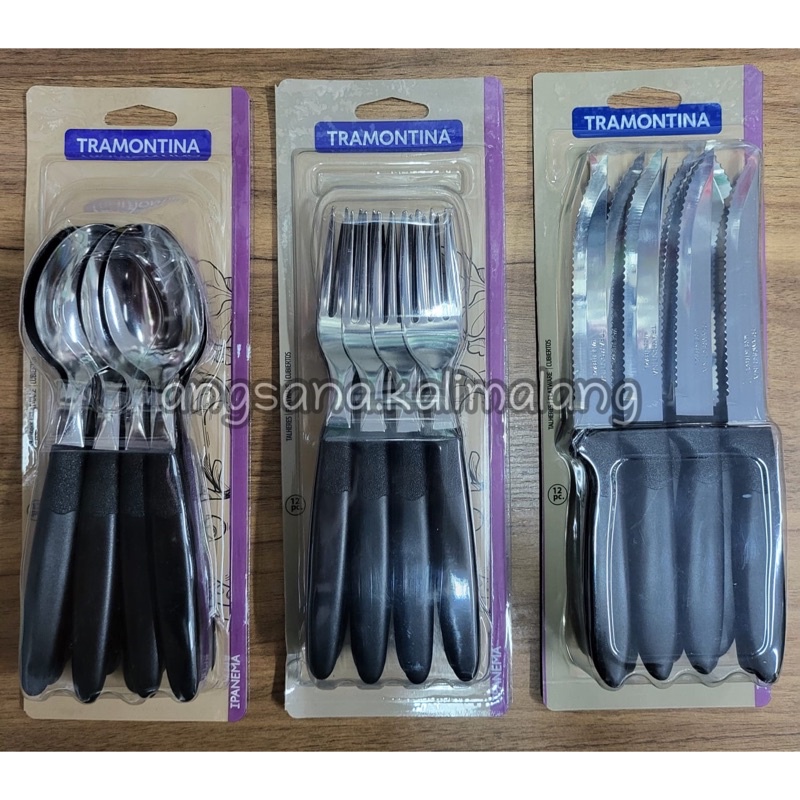 Jual Tramontina Ipanema Series Sendok Makan Garpu Makan Pisau Steak Stainless Steel Set Isi 12 ...