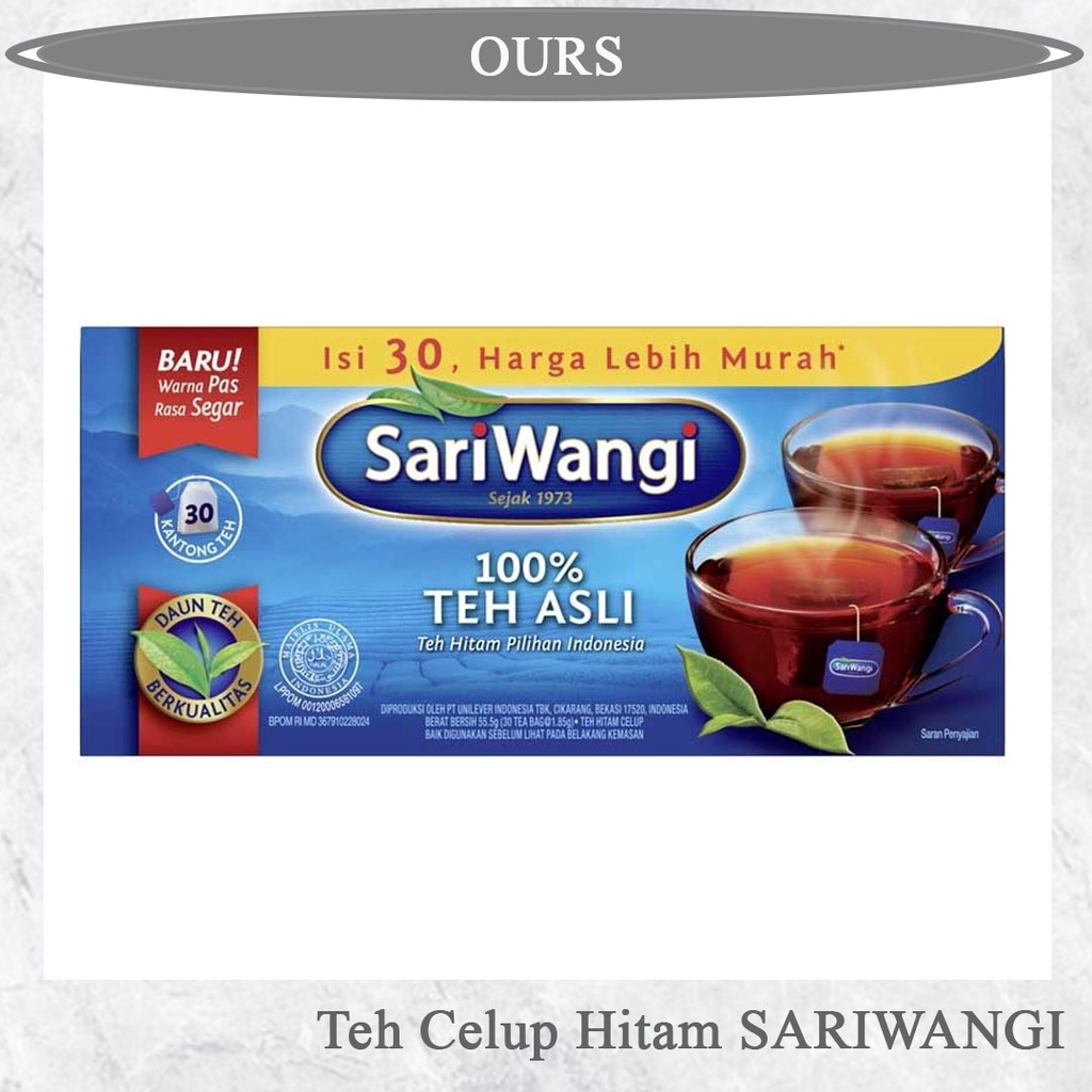 Jual SariWangi Teh Celup Hitam Asli 1.85G Isi 30 - Teh Hitam, Black Tea ...