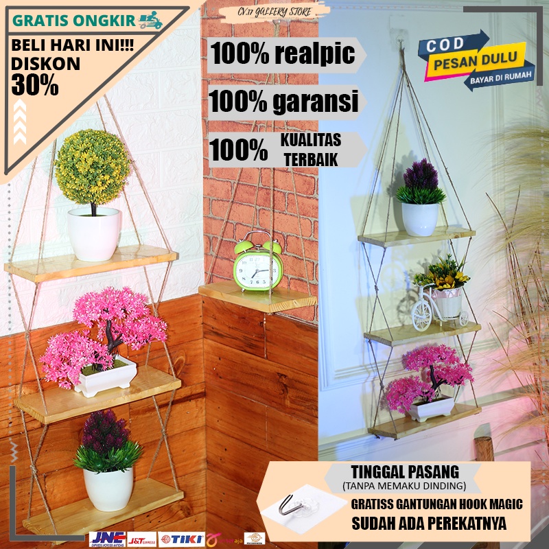 Jual Rak Papan Hiasan Ambalan Gantung Macrame Wall Hanging Tali Rami ...