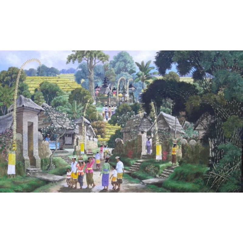 Jual Lukisan kampung Bali | Lukisan kepura | Lukisan indah | Lukisan ...