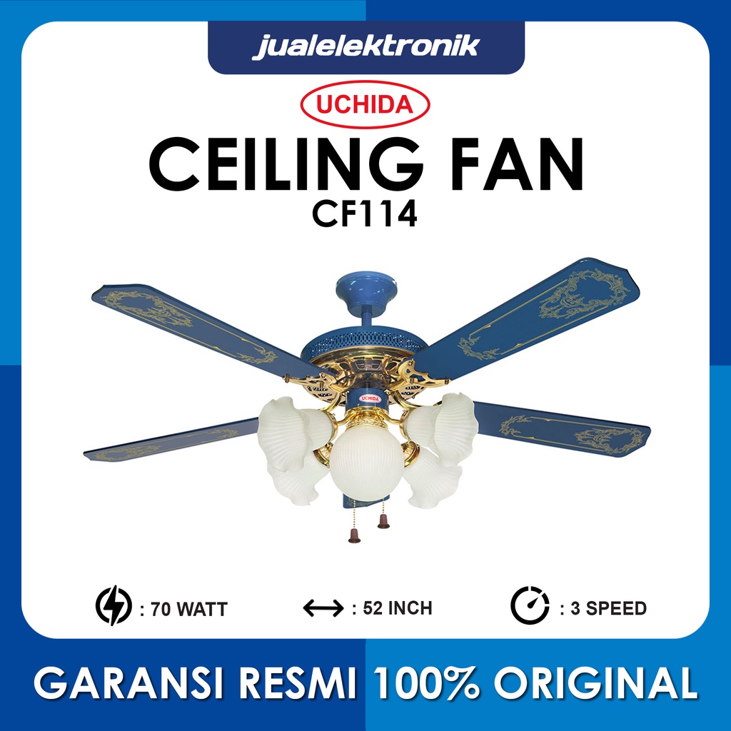 Jual Uchida CF114 – Ceiling Fan 52 inch Biru 5 Lampu | Shopee Indonesia
