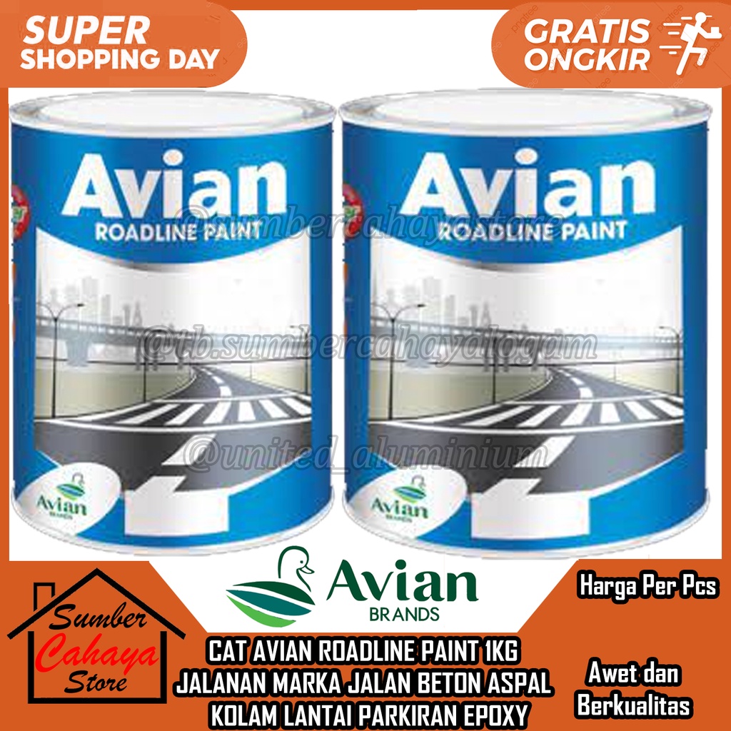Jual CAT AVIAN ROADLINE PAINT 1KG JALANAN MARKA JALAN BETON ASPAL KOLAM ...