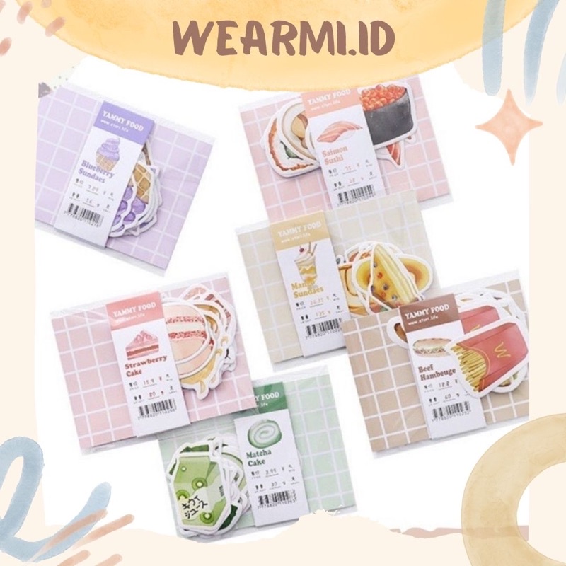 Jual 20 Lembar Sticker Stiker Desain Makanan Cake Burger Roti Lucu ...