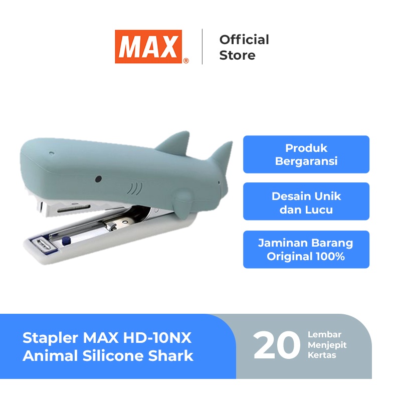 Jual MAX Stapler Lucu Kartun Karakter Shark / Baby Shark / Hiu HD-10NX ...