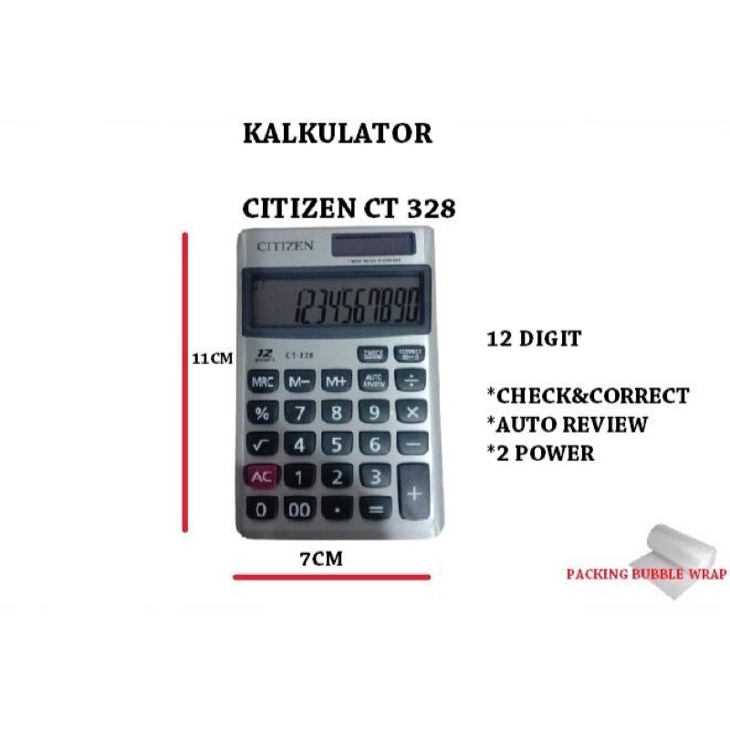 Jual Kalkulator Citizen CT-328 Kalkulator 12 Digits Electronic ...