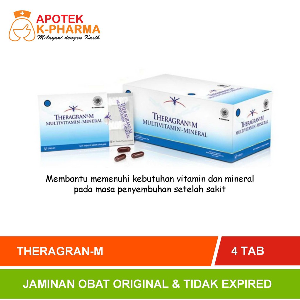 Jual Theragran-M Multivitamin Strip Isi 4 Tablet Obat Original Taisho ...